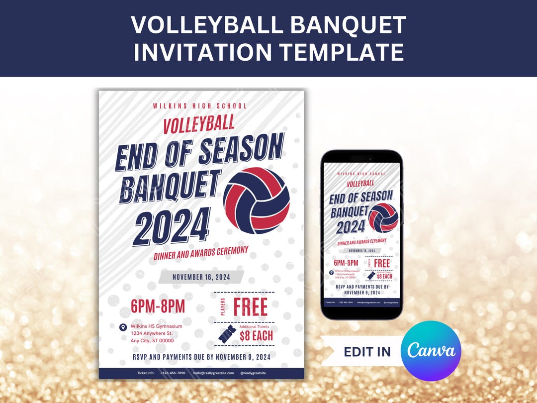 Editable Volleyball Banquet Invitation for End of Season Volleyball ...