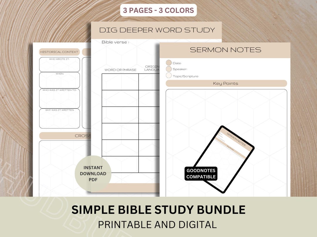 Bible Study Bundle With Verse Mapping and Sermon Notes Beginner Bible ...