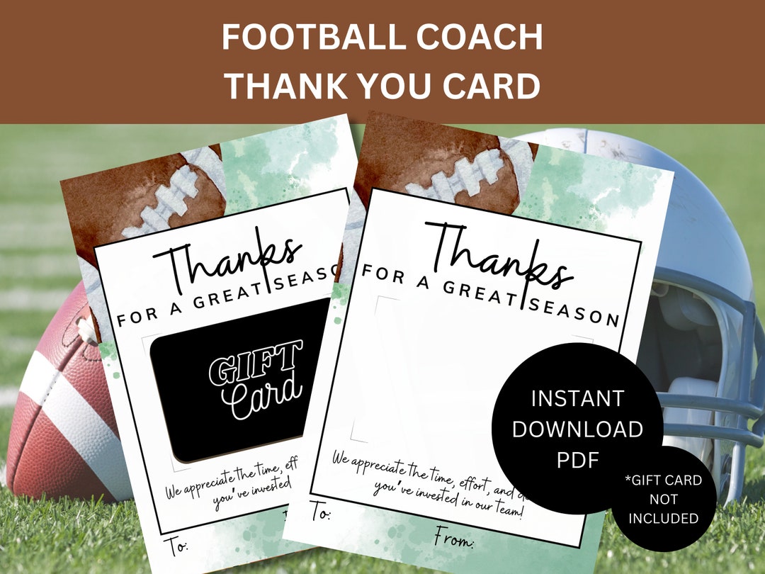 Football Coach Thank You Card Football Coach Gift Football Coach ...