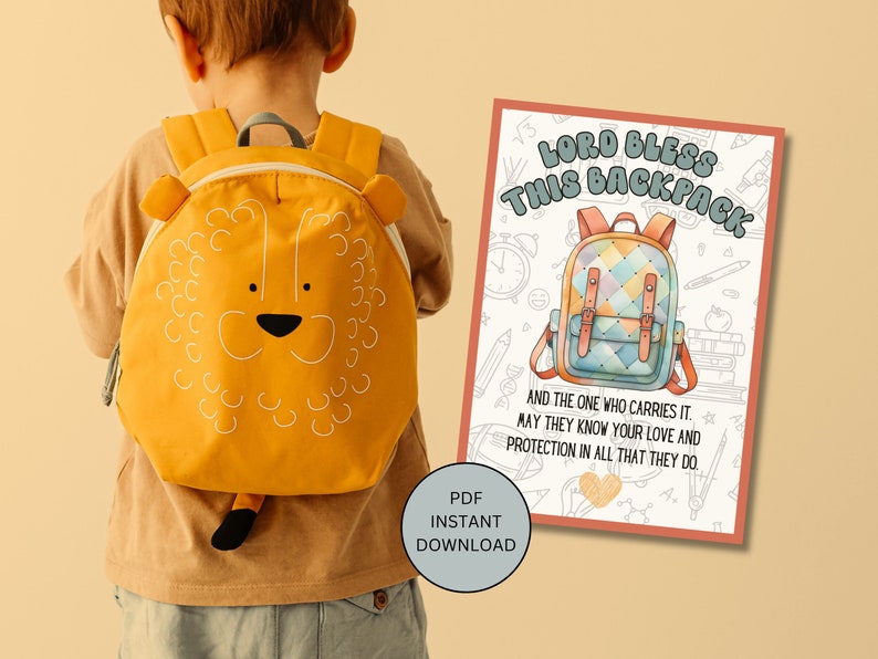 Backpack Blessing Printable Cards for Backpacks Prayer Tags Lord Bless ...