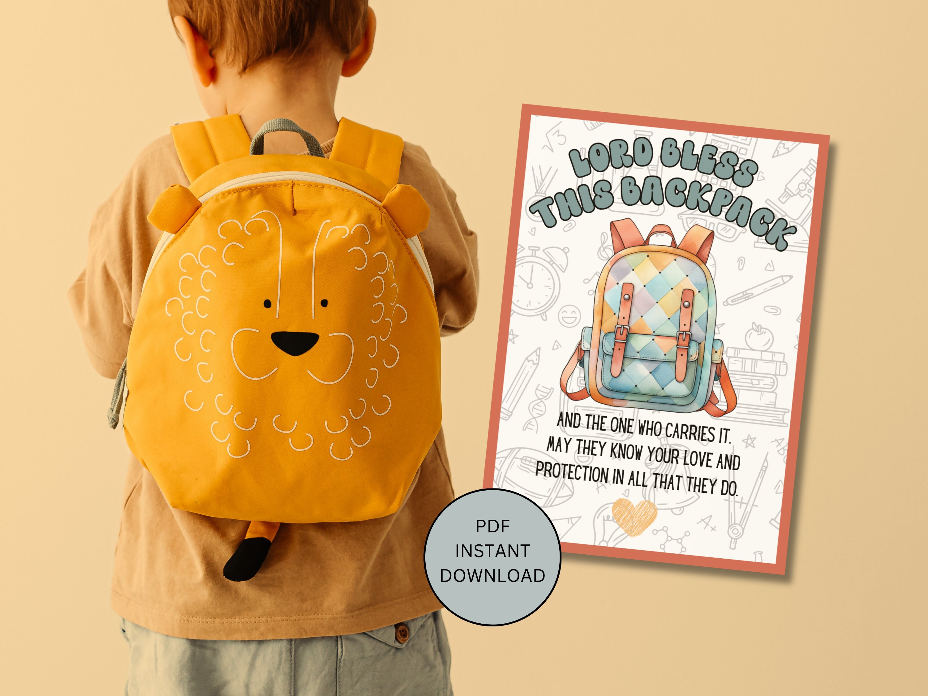 Backpack Blessing Printable Cards for Backpacks Prayer Tags Lord Bless ...
