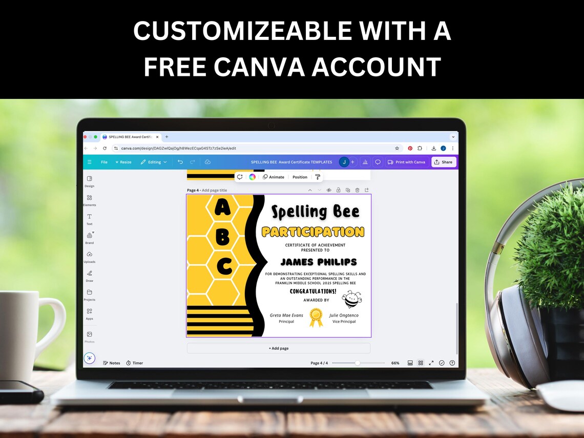 Editable Spelling Bee Certificates Printable Spelling Bee Awards School ...