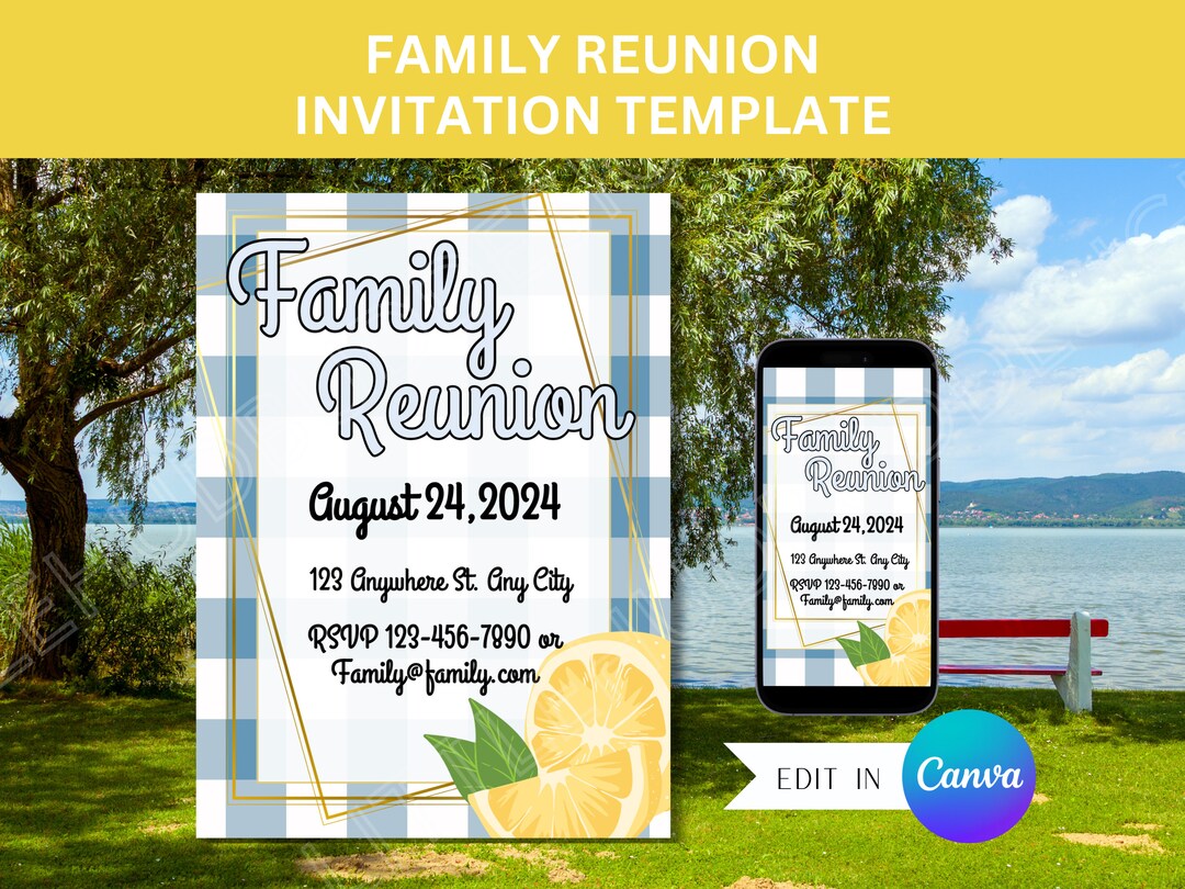 Family Reunion Invitation Template Editable Family Reunion Invite for ...