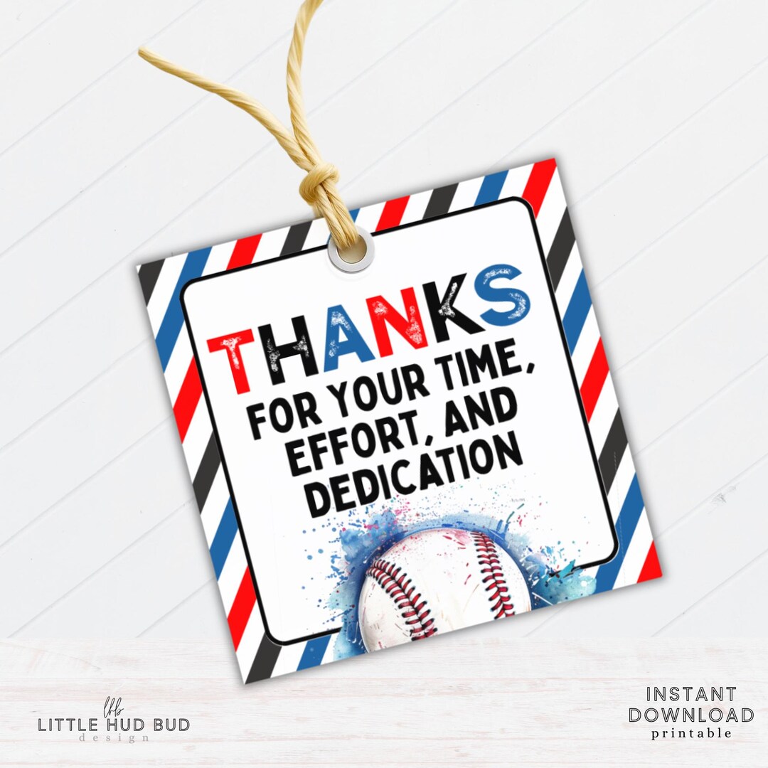Baseball Coach Thank You Tag for Baseball Coach Gift for Team Mom Thank ...