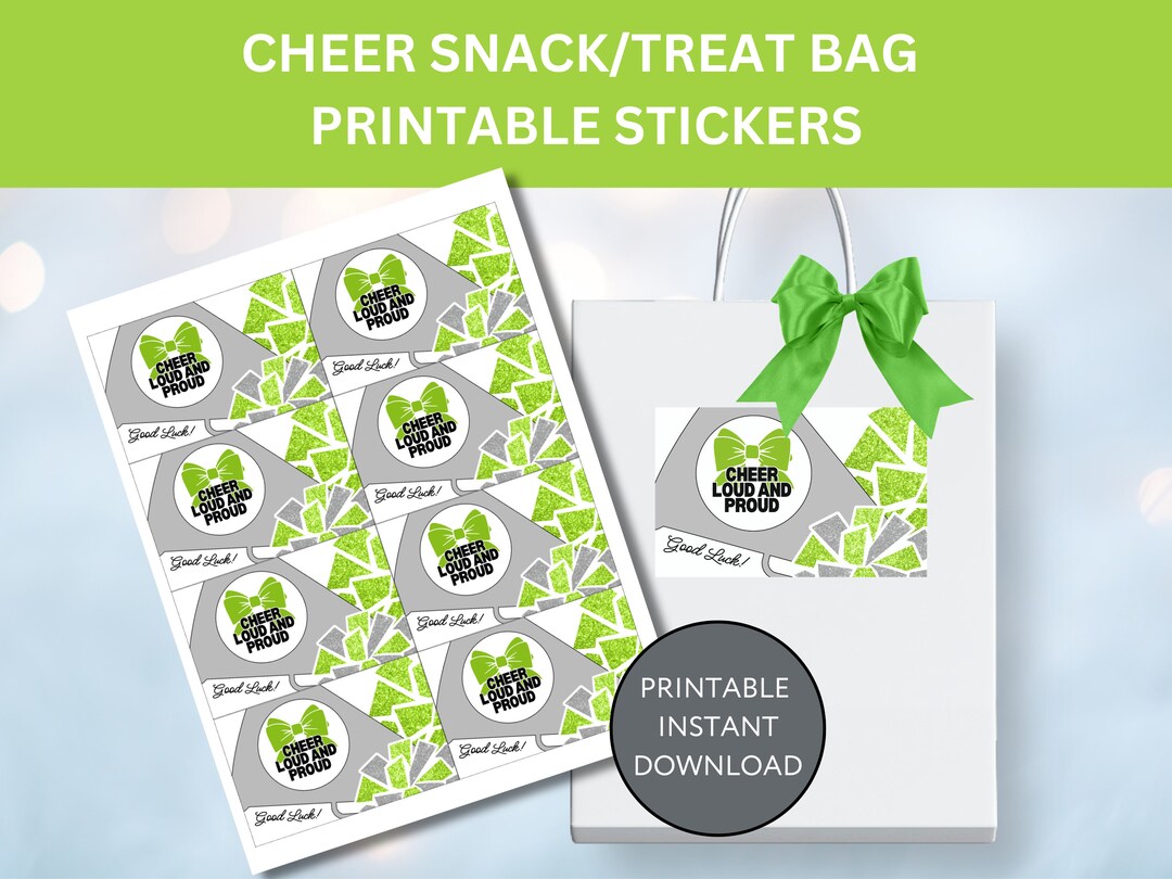 Cheer Snack Bag Tag for Cheerleading Treat Bag Sticker for Cheer ...