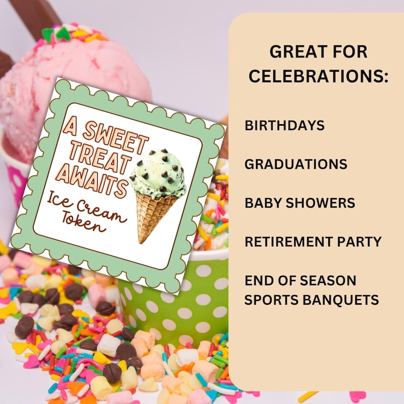 Printable Ice Cream Tokens for Ice Cream Birthday Party Tickets for Ice ...