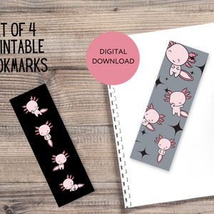 Printable Bookmarks for Kids Cute Axolotl Printable Bookmarks for Girls ...