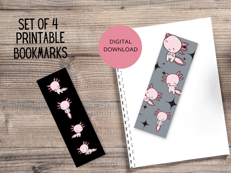 Printable Bookmarks for Kids Cute Axolotl Printable Bookmarks for Girls ...