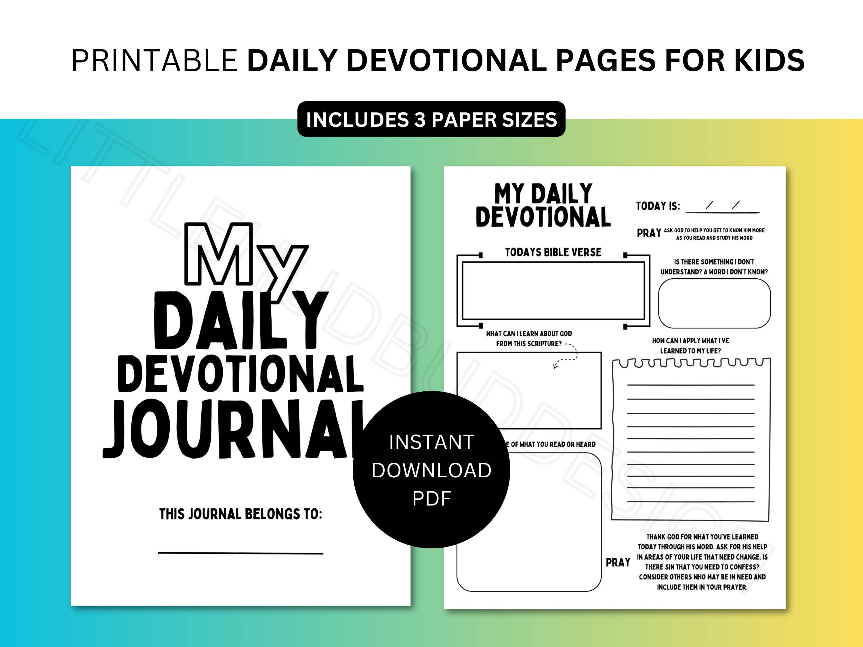 Kids Devotional Journal for Kids Bible Study Journal for Kids Prayer ...