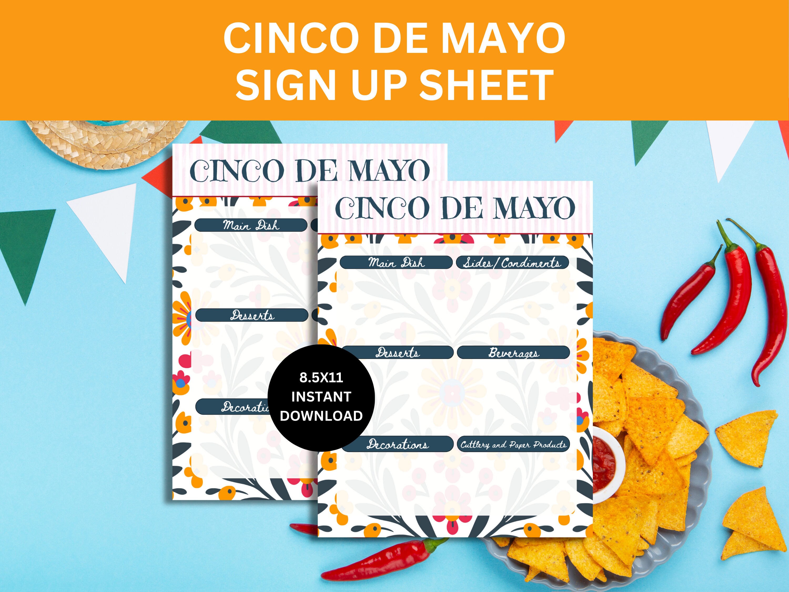 Cinco De Mayo Party Sign up Sheet for Potluck Party Sign up Sheet for ...