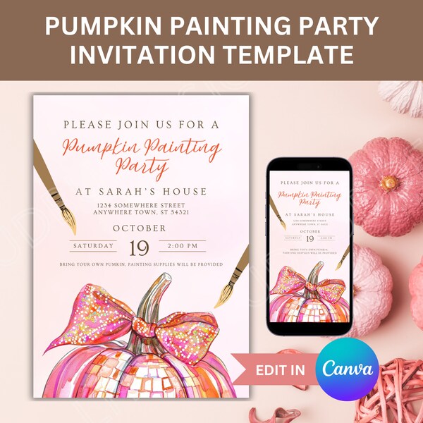 Pumpkin Paint and Sip Invitation - Etsy