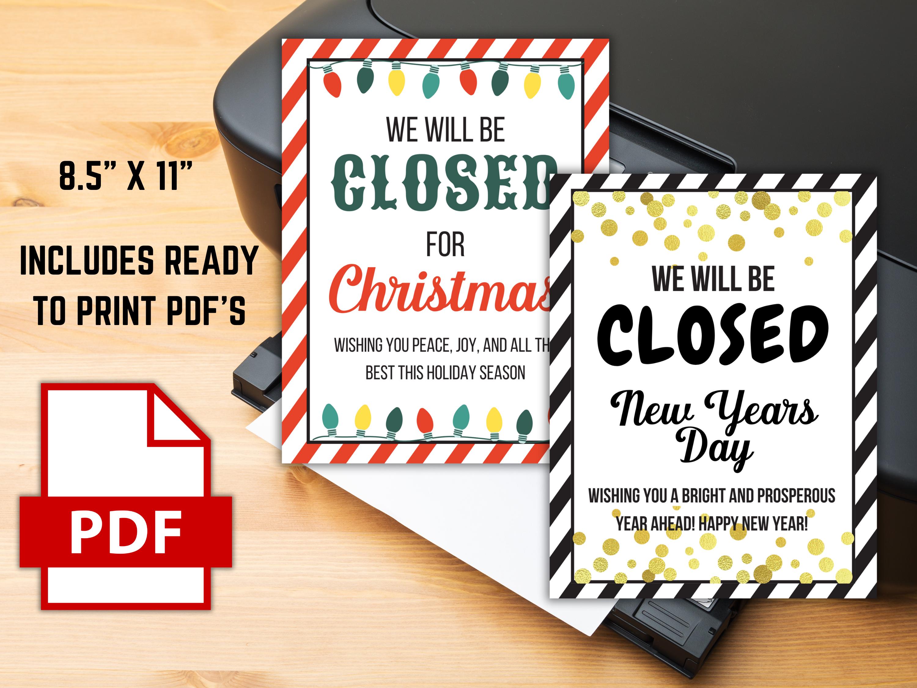 Editable Holiday Hours Signs Closed on Christmas Sign for Store Hours ...