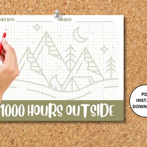 1000 Hours Outside Tracker Habit Tracker Outdoor Activity Log Outdoor ...