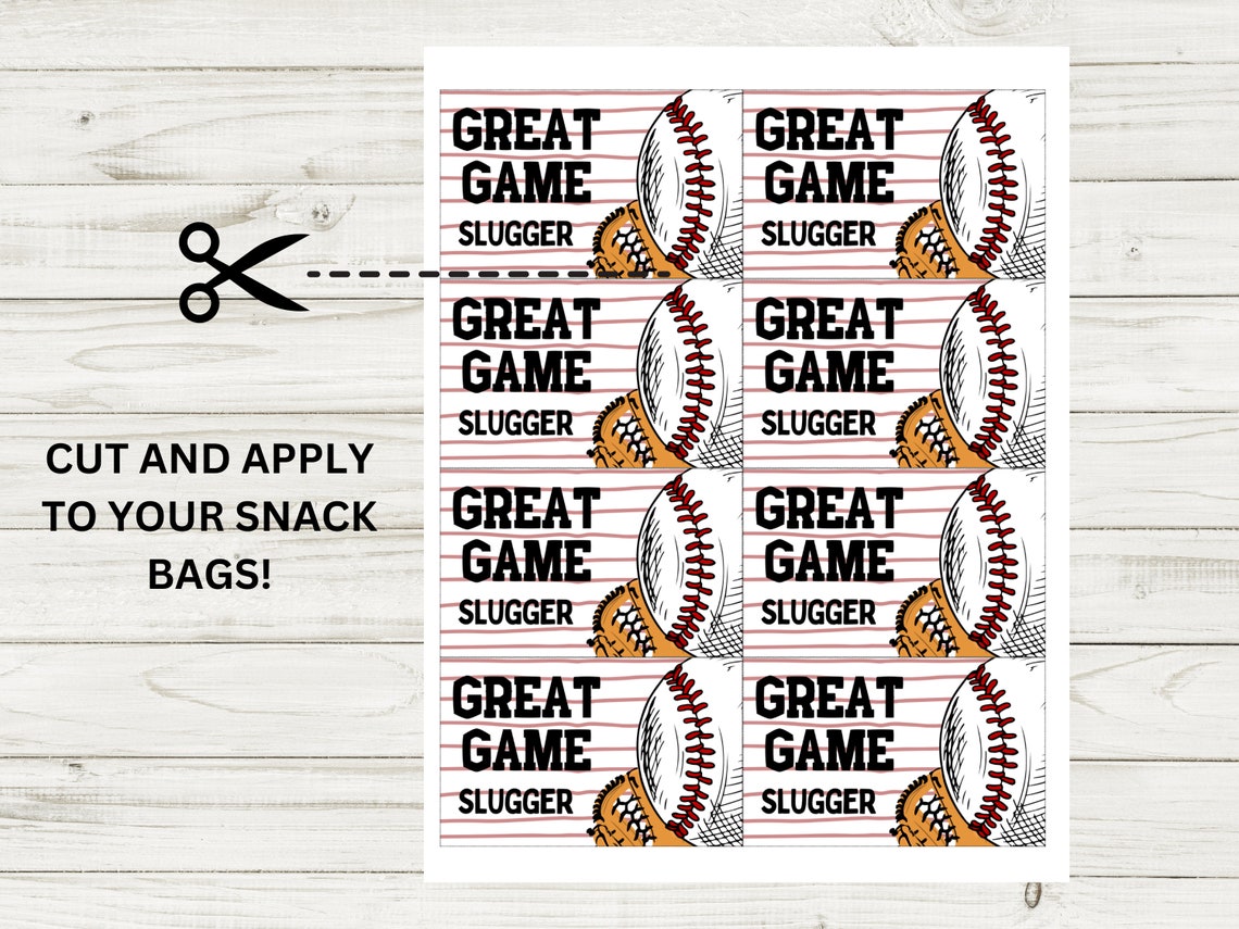 Printable Snack Bag Tag Stickers for T-ball Snack Duty Snack Bag Label ...