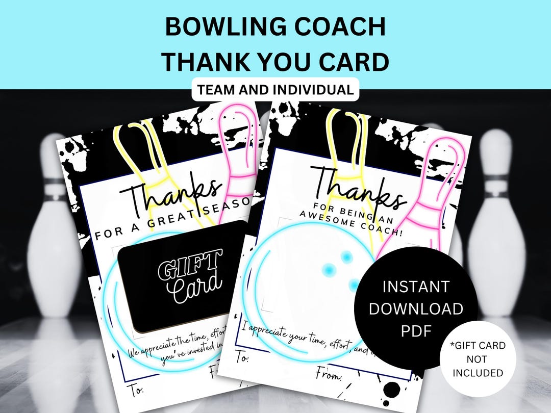 Bowling Coach Thank You Card Bowling Coach Gift Bowling Coach ...