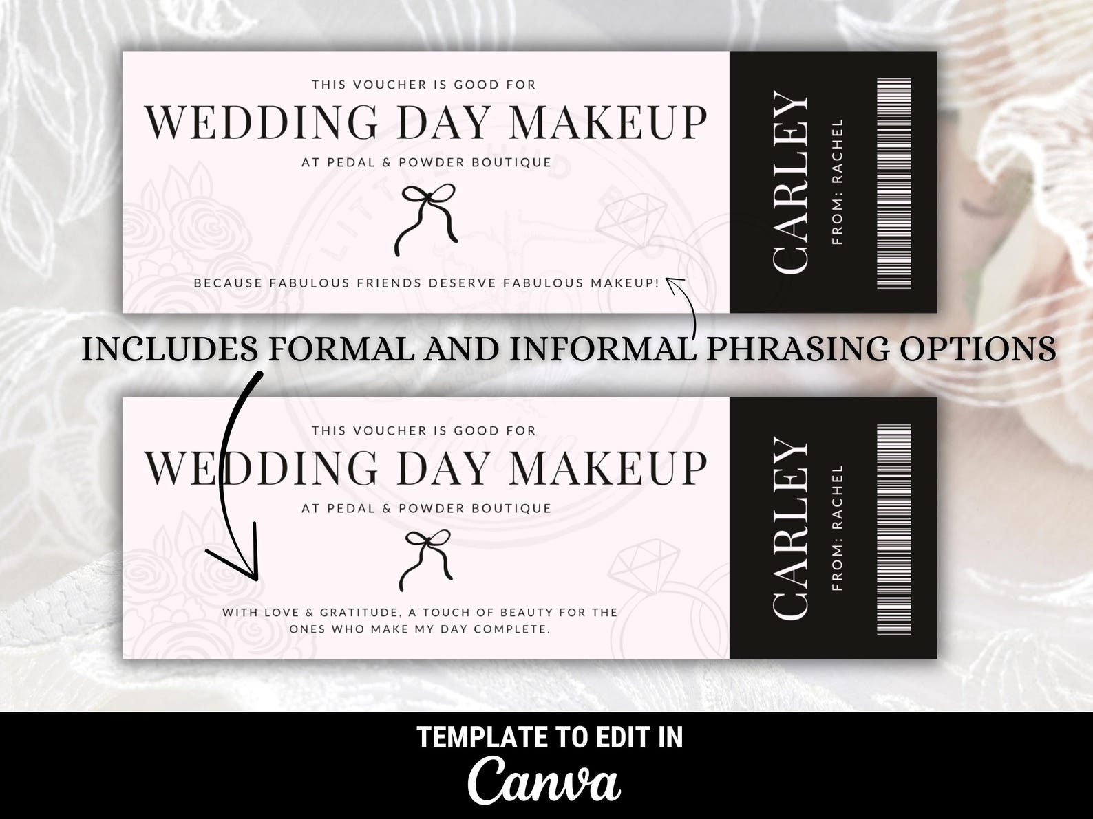 Editable Bridesmaids Makeup Voucher Template for Printable Bridal Party ...