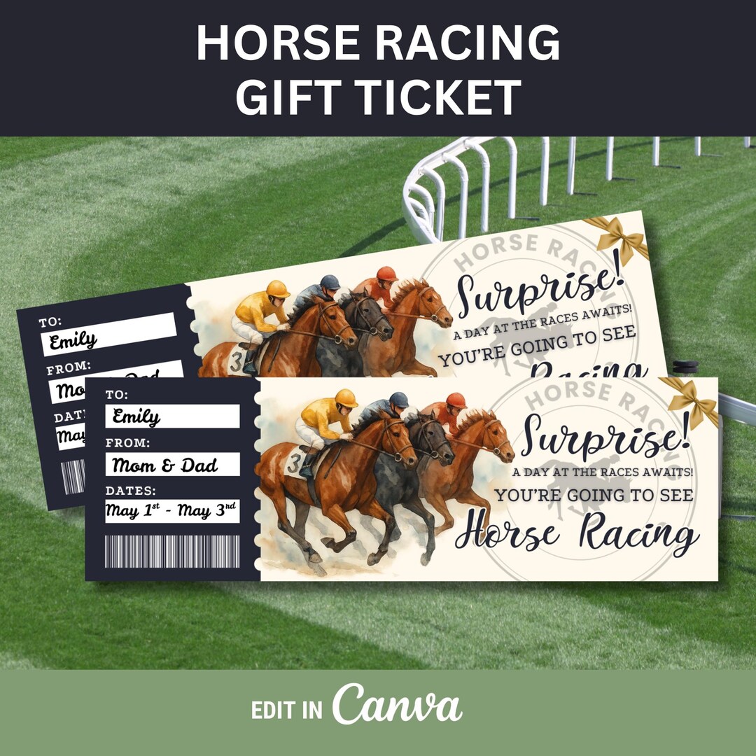 Horse Racing Ticket Template for Derby Race Gift Certificate for Horse ...