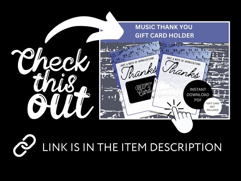 Printable Thank You Card for Music Teacher Gift Card Holder for Choir ...