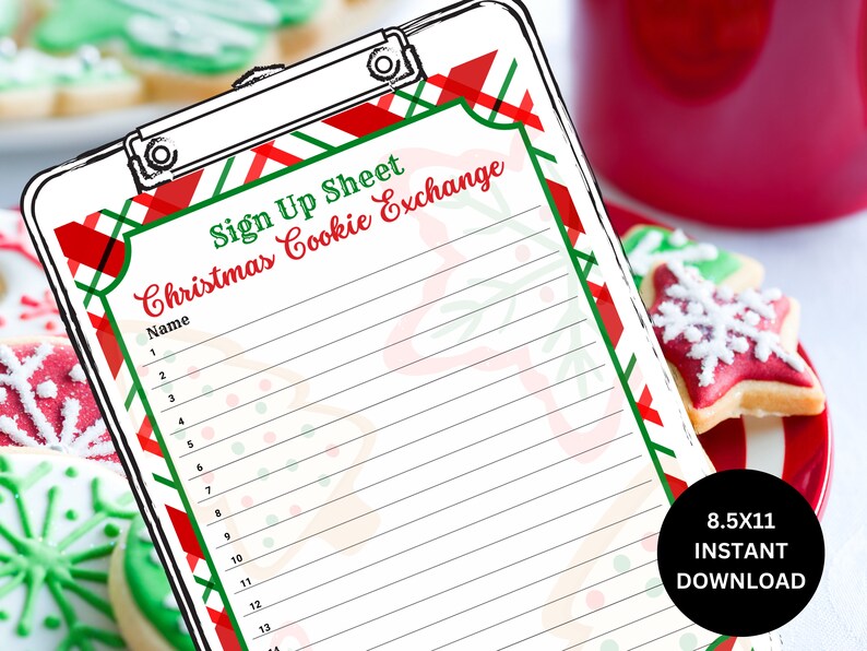 Christmas Cookie Exchange Sign up Sheet for Christmas Cookie Exchange ...