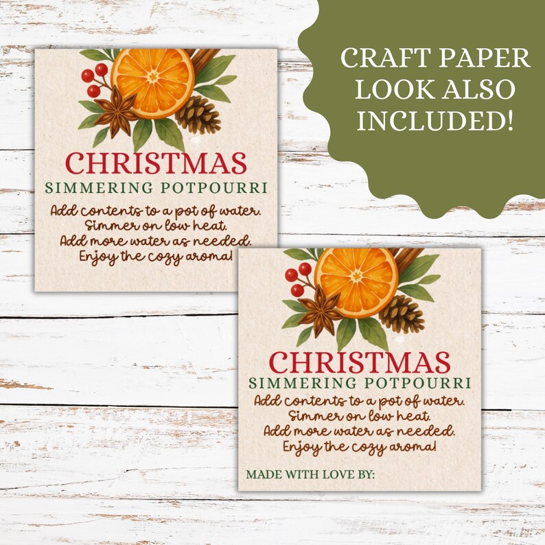 Christmas Potpourri Gift Tag for Simmering Pot Gift Holiday Stove Top ...