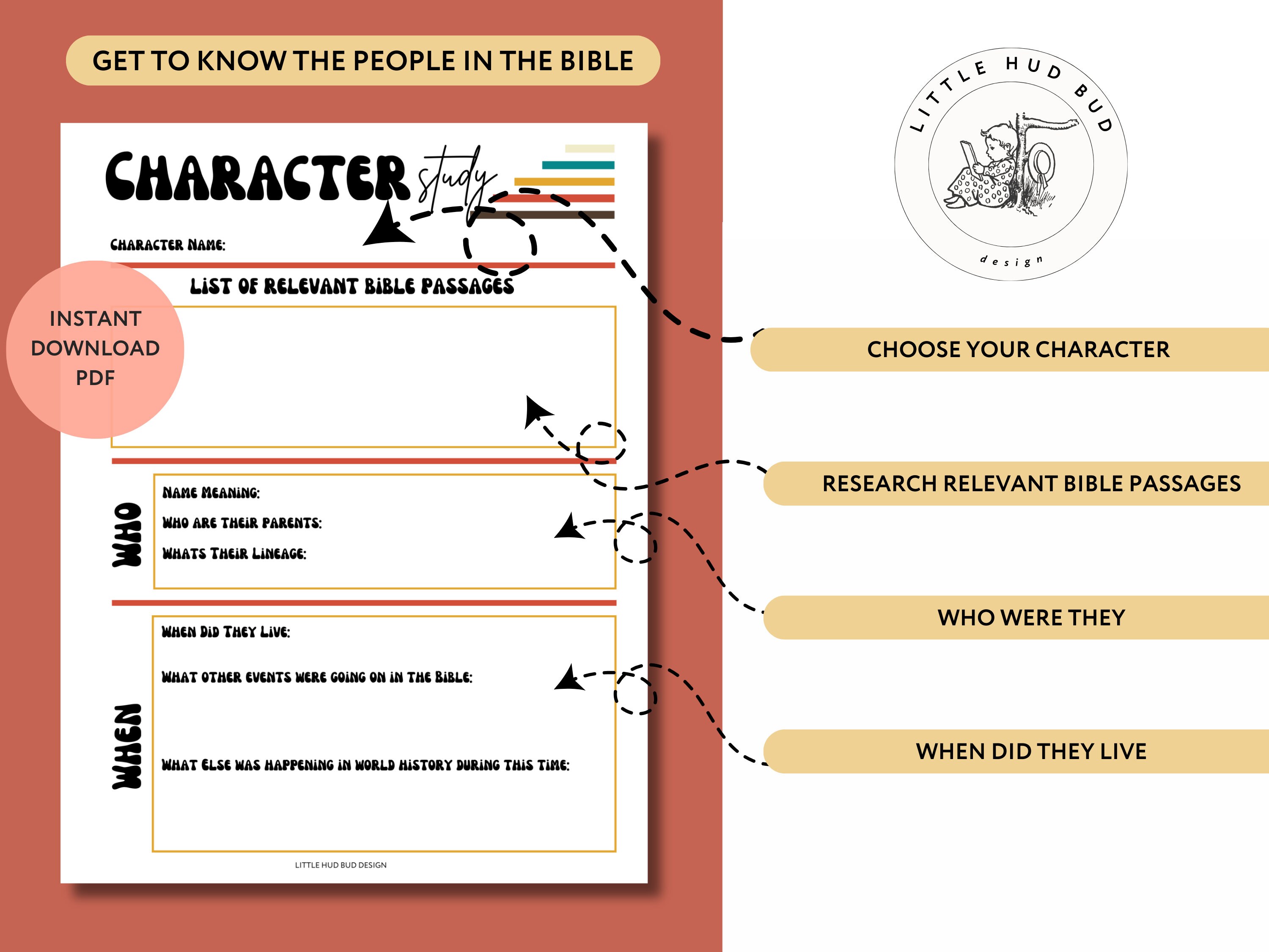 Bible Character Study Printable, Instant Download Bible Study Guide ...