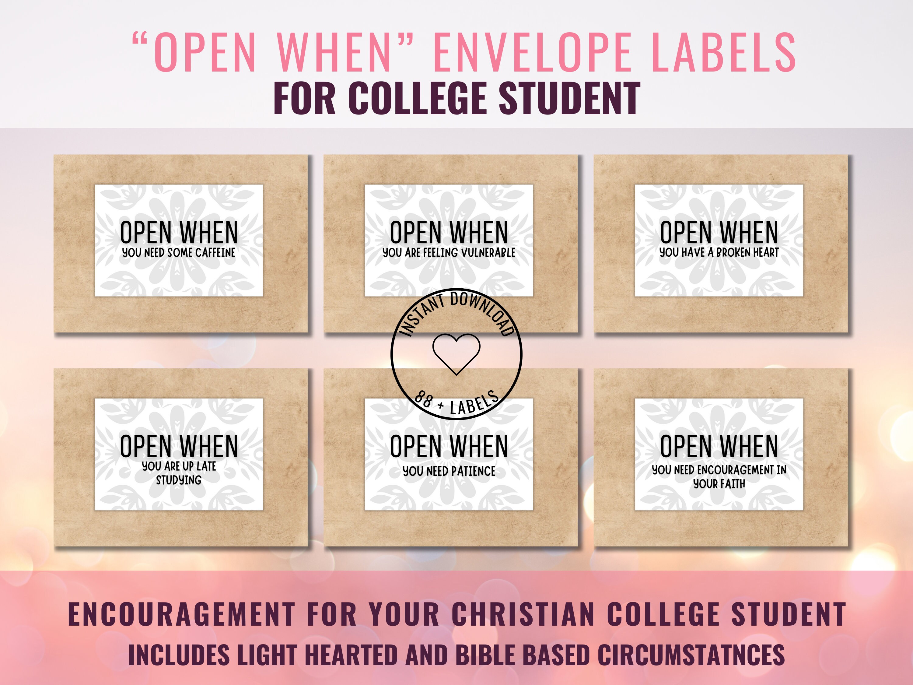 College Care Package for Christian College Student Open When Letters ...