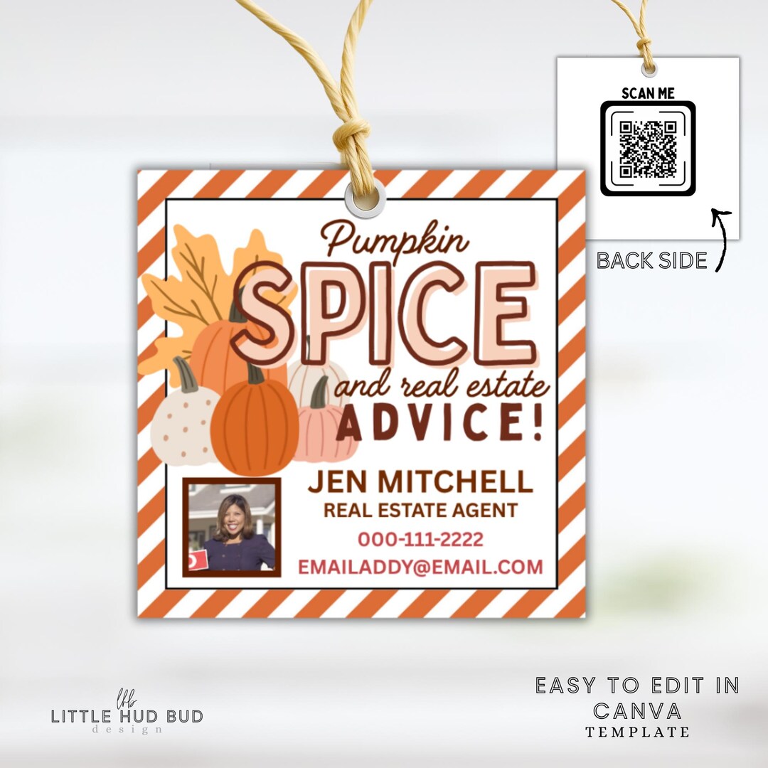 Editable Pumpkin Spice Realtor Pop by Tags for Mortgage Broker Fall Pop ...