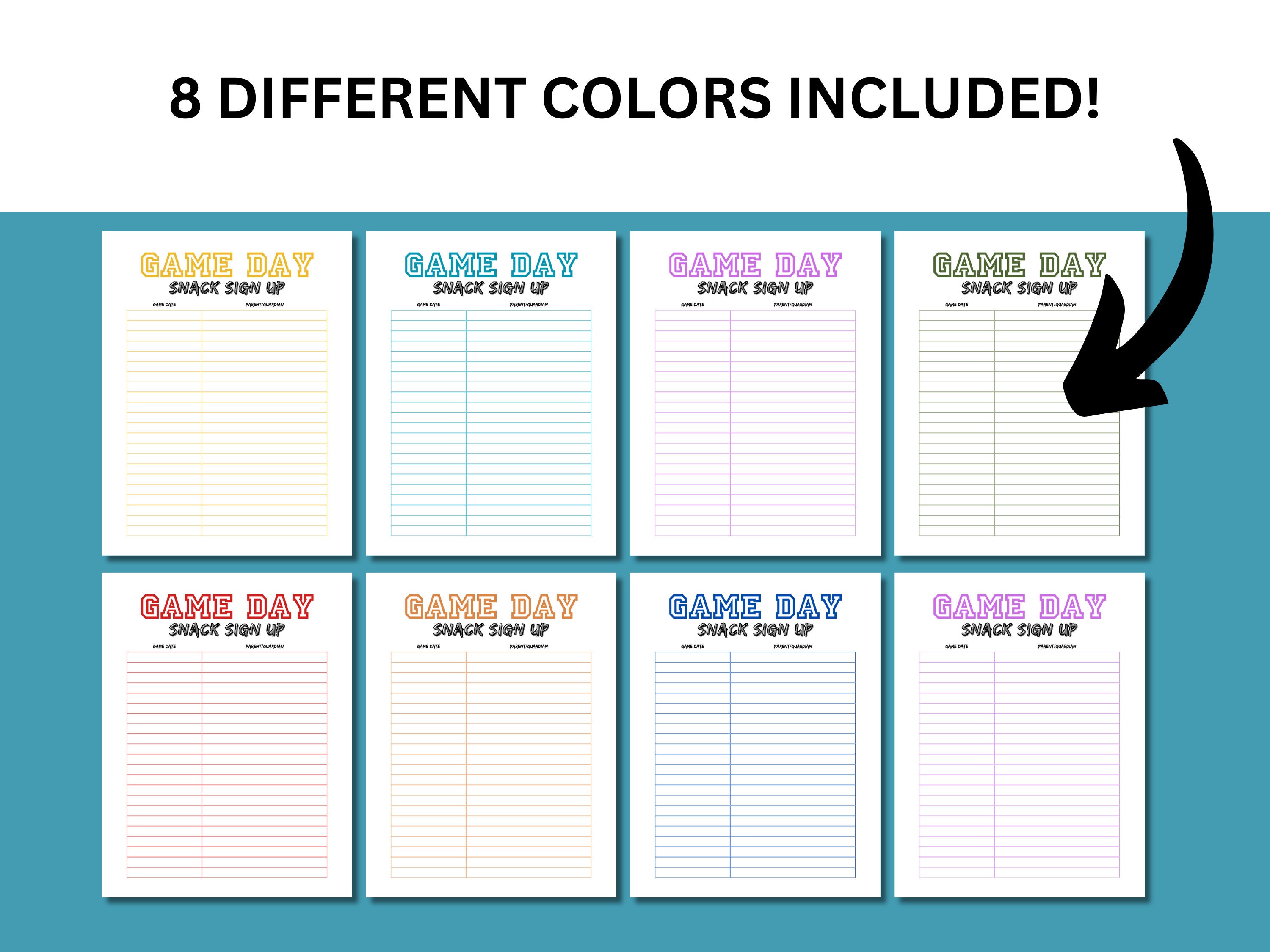 Printable Snack Sign up Sheet for Game Day Snack Sign up Sheet for ...