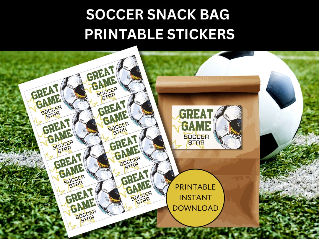 Printable Snack Bag Tag Stickers for Soccer Snack Duty Snack Bag Label ...