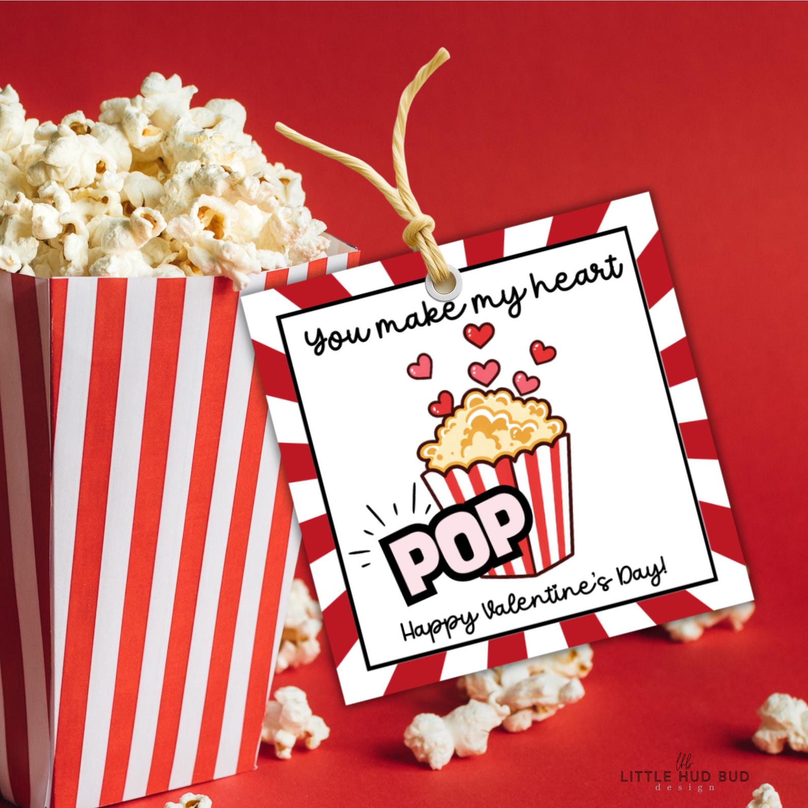Printable Valentine Popcorn Tags for Classroom Valentines Popcorn Treat ...