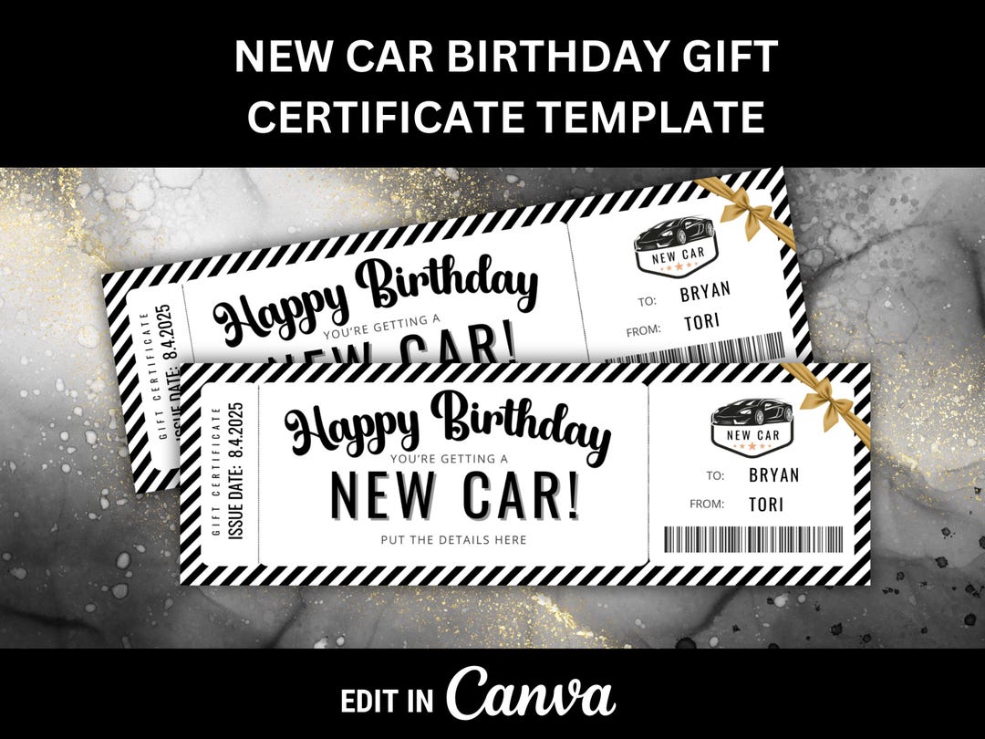 New Car Gift Voucher for New Car Coupon Gift Certificate for New Car ...