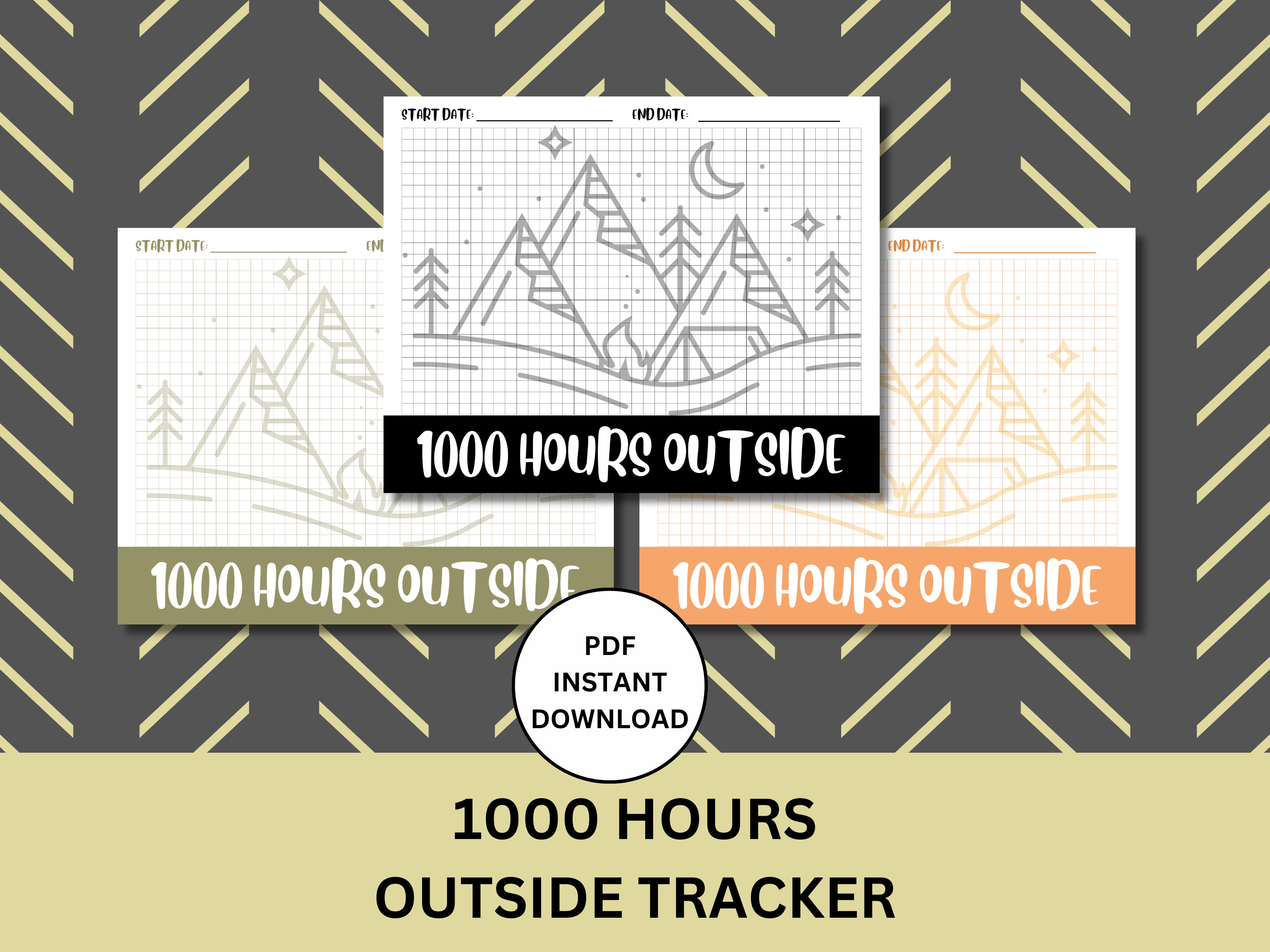 1000 Hours Outside Tracker Habit Tracker Outdoor Activity Log Outdoor ...