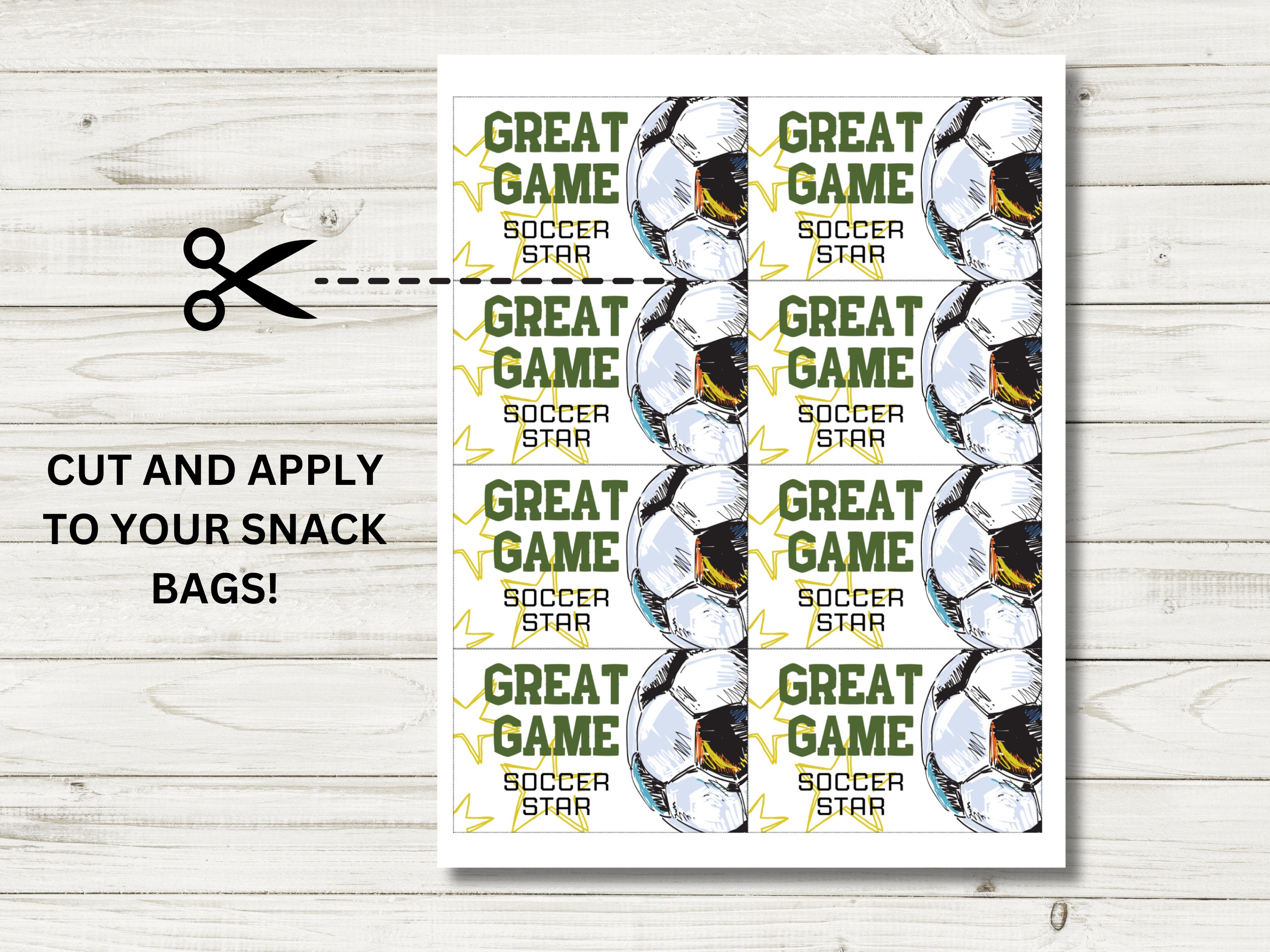 Printable Snack Bag Tag Stickers for Soccer Snack Duty Snack Bag Label ...