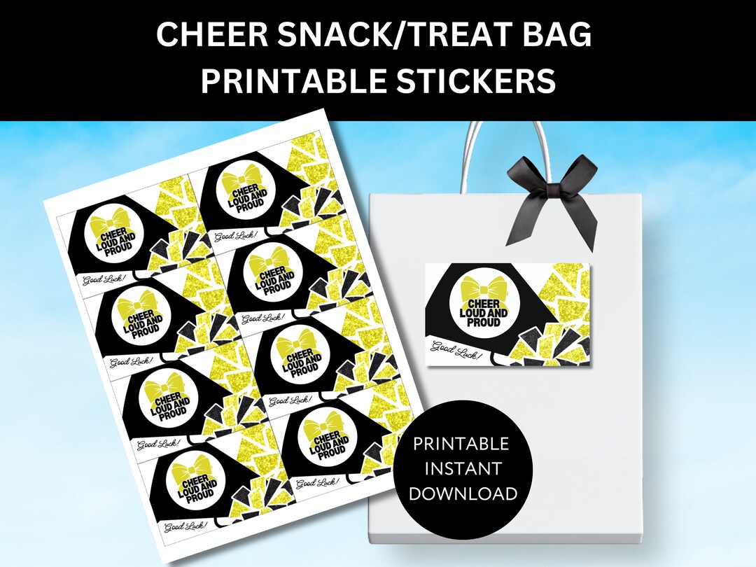 Cheer Snack Bag Tag for Cheerleading Treat Bag Sticker for Cheer ...