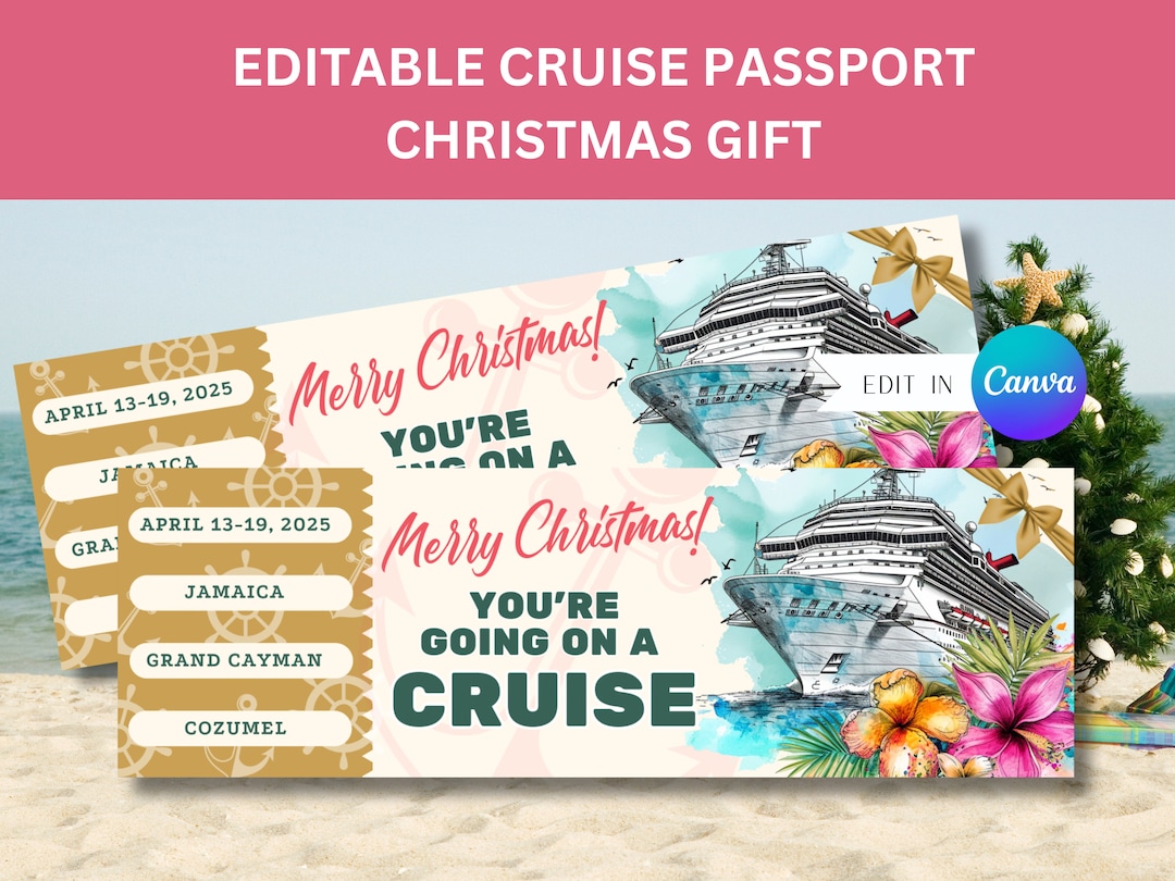 Editable Cruise Boarding Pass Template for Christmas Cruise Gift ...