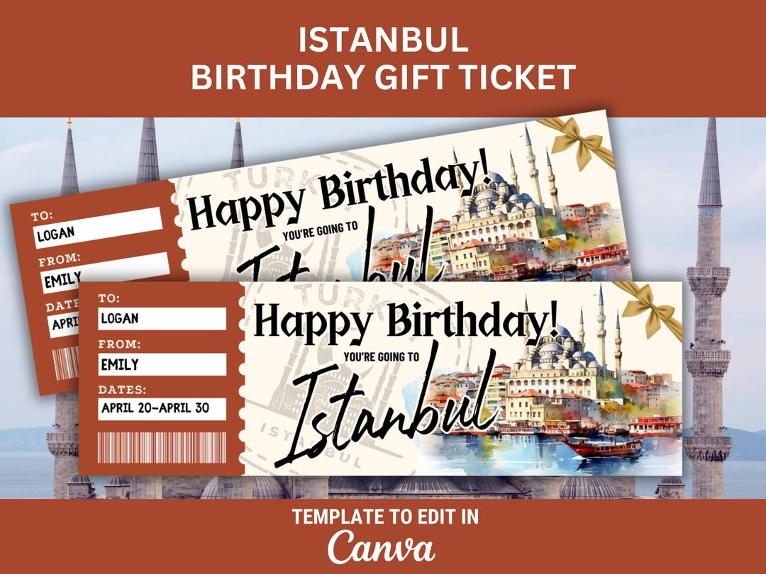 Istanbul Surprise Trip Ticket Birthday Gift to Istanbul Turkey Vacation ...