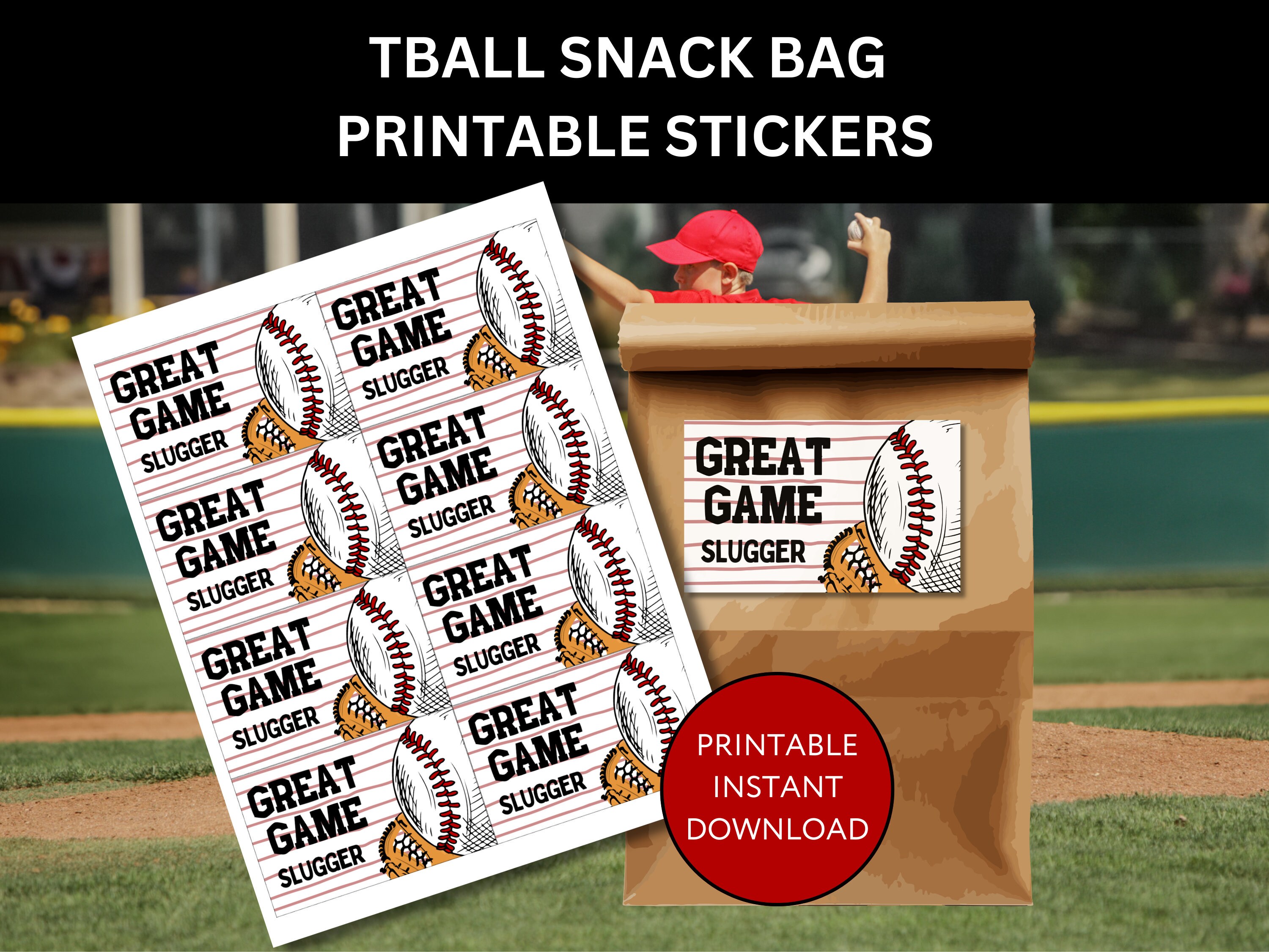 Printable Snack Bag Tag Stickers for T-ball Snack Duty Snack Bag Label ...