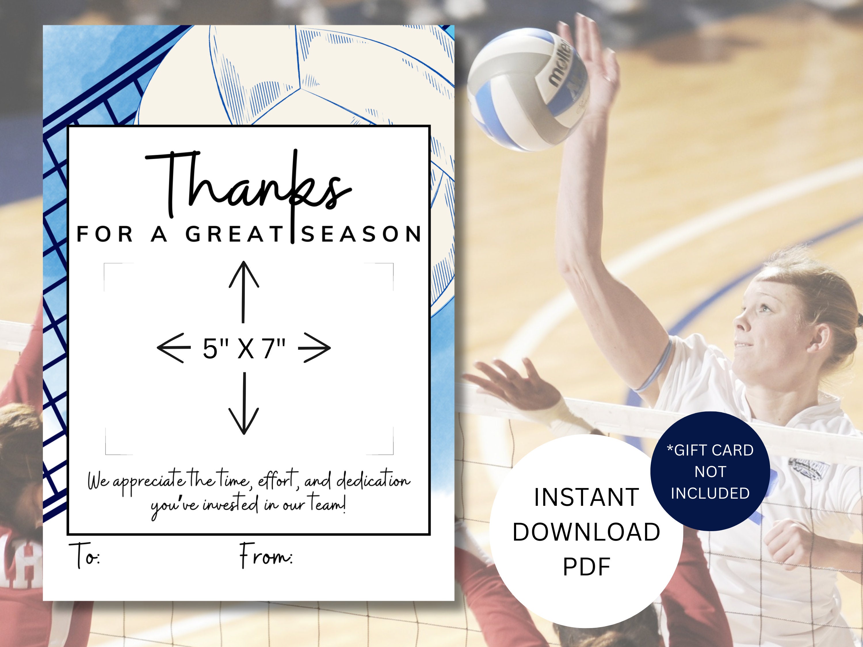 Volleyball Coach Thank You Card Volleyball Coach Gift Volleyball Coach ...