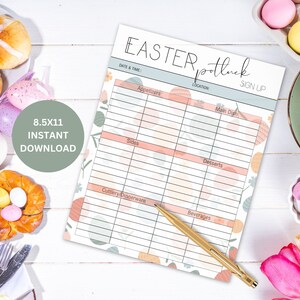 Printable Easter Potluck Sign up Sheet for Easter Meal Sign up Sheet ...