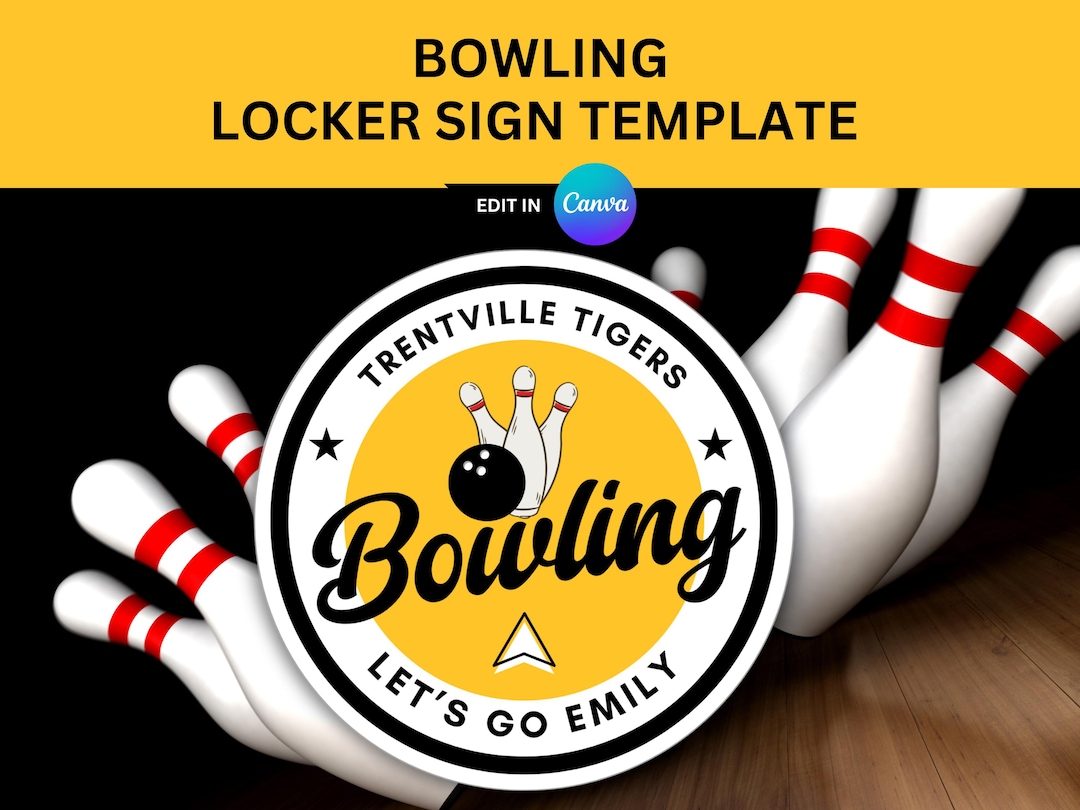 Bowling Locker Sign Template for Bowling Team Sign for Bowling Mom Fan ...