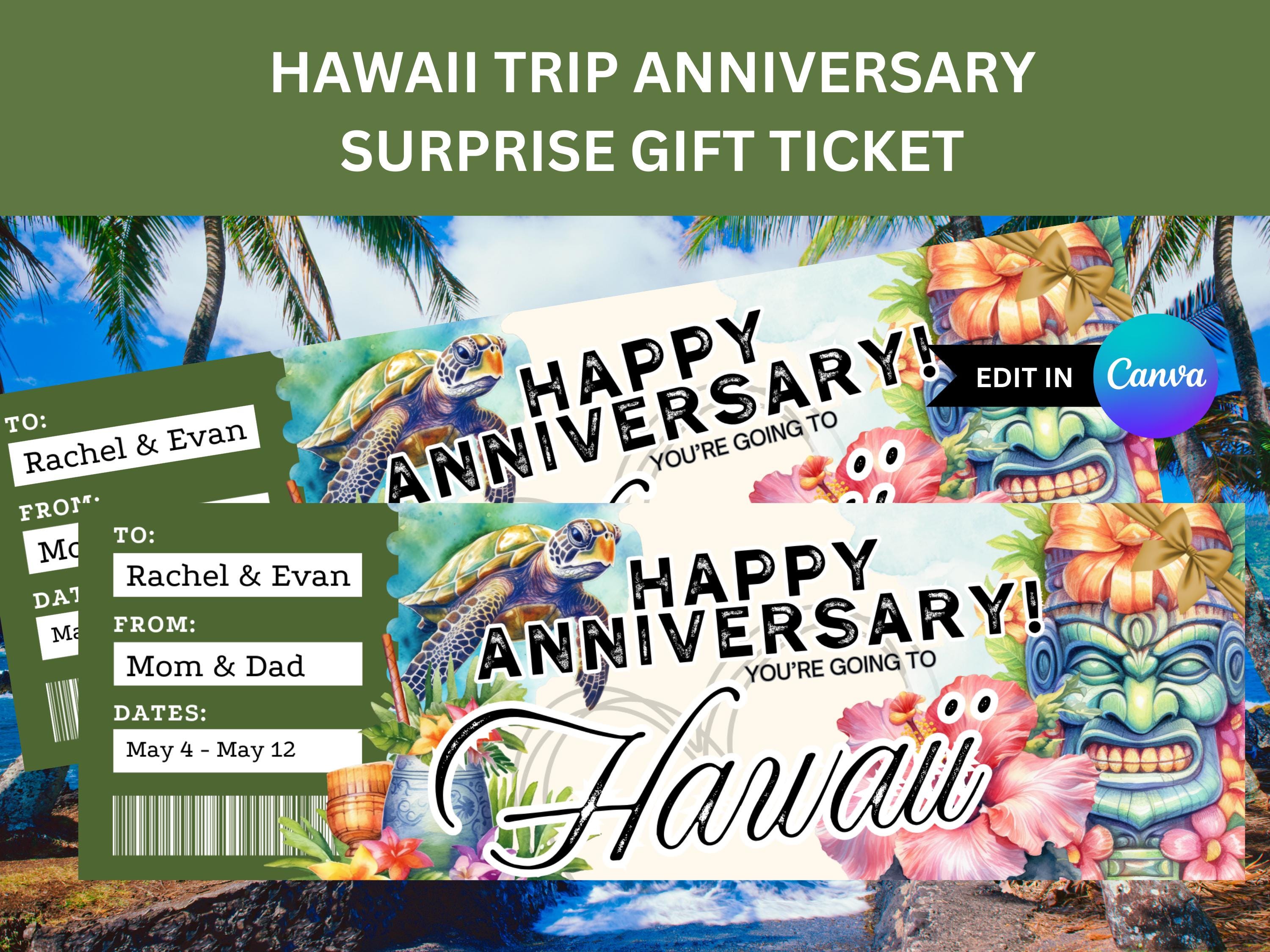 Hawaii Boarding Pass Anniversary Gift for Hawaii Plane Ticket for ...
