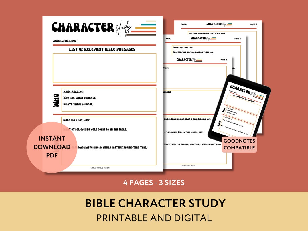Bible Character Study Printable, Instant Download Bible Study Guide ...