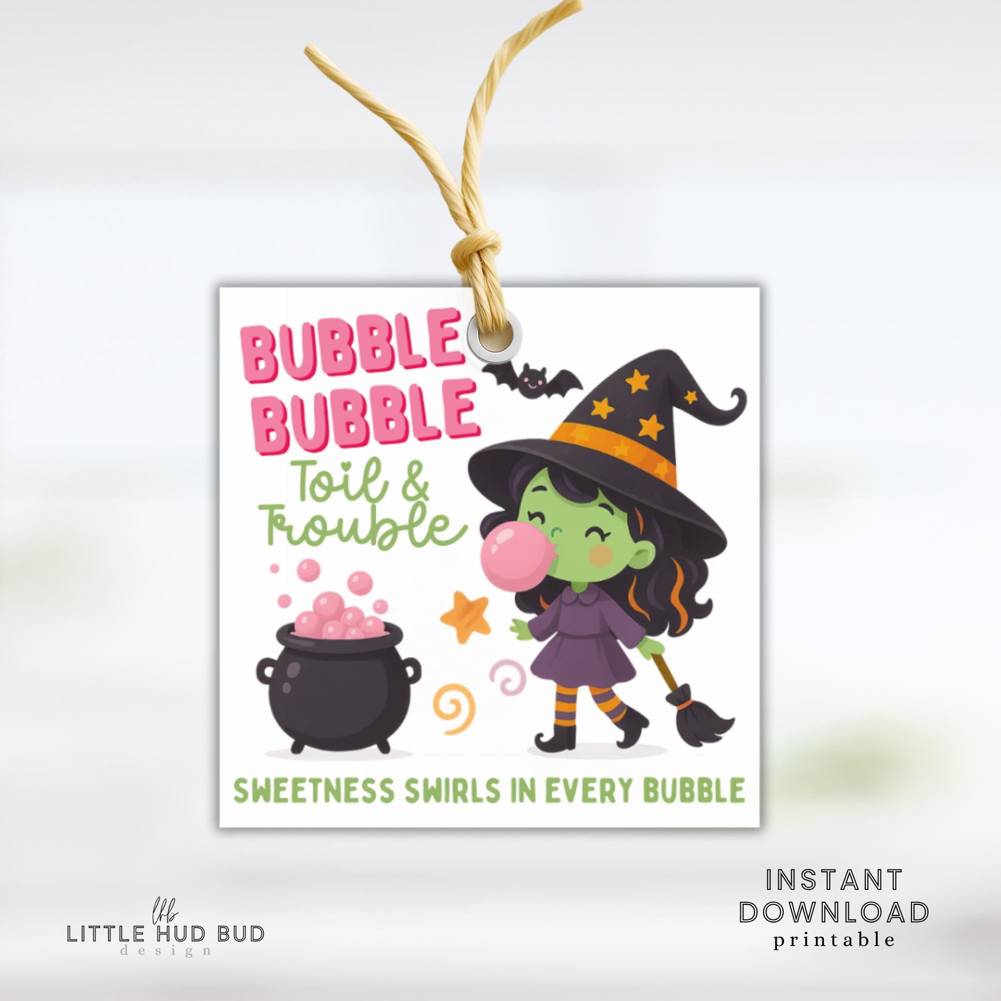 Printable Halloween Bubble Gum Tag for Halloween Classroom Treat Tag ...