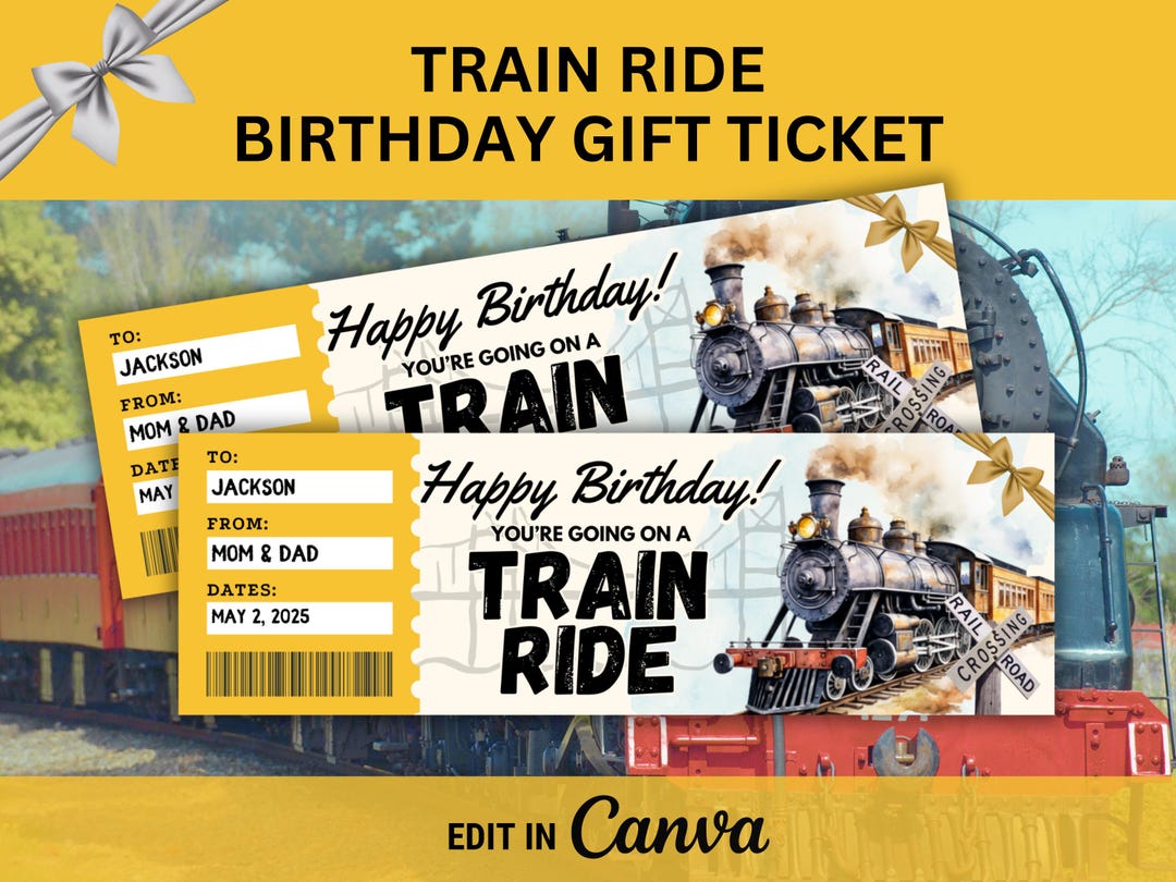 Editable Train Ride Ticket Template for Surprise Train Ride Birthday ...