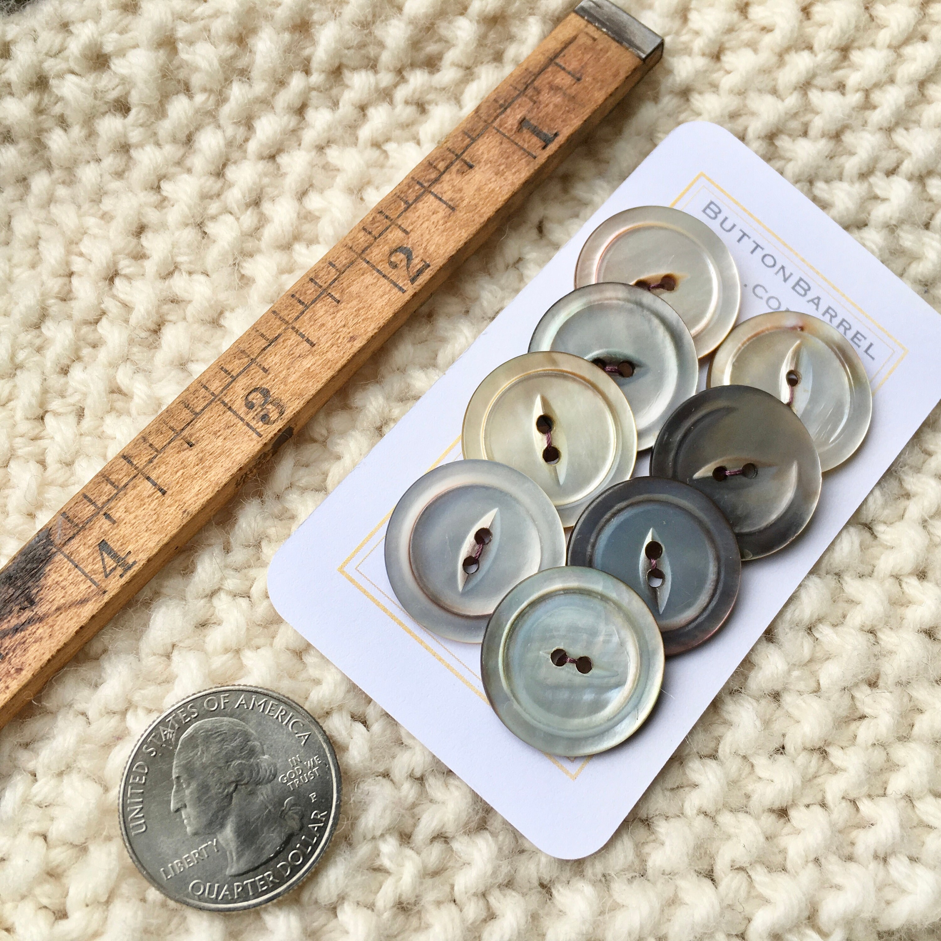 Smoke & Creams MOP Buttons 8 Button Set Mother of Pearl Shell Light ...