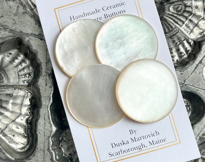 Antique MOP Buttons Set of 4 Mother of Pearl Shell Buttons 1” 26mm ...