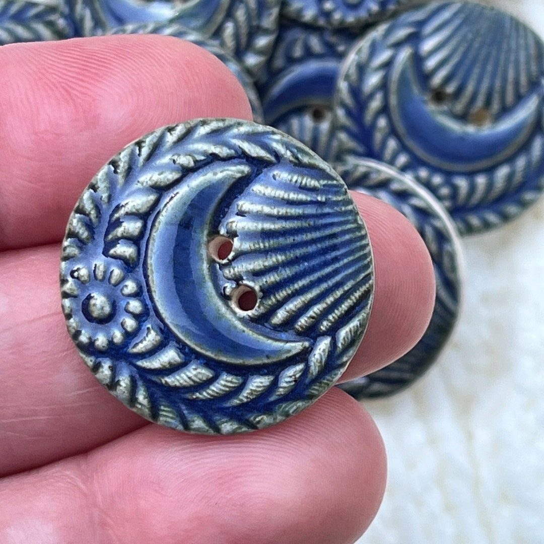 Blue Moon Button 1” Handmade Ceramic - Etsy