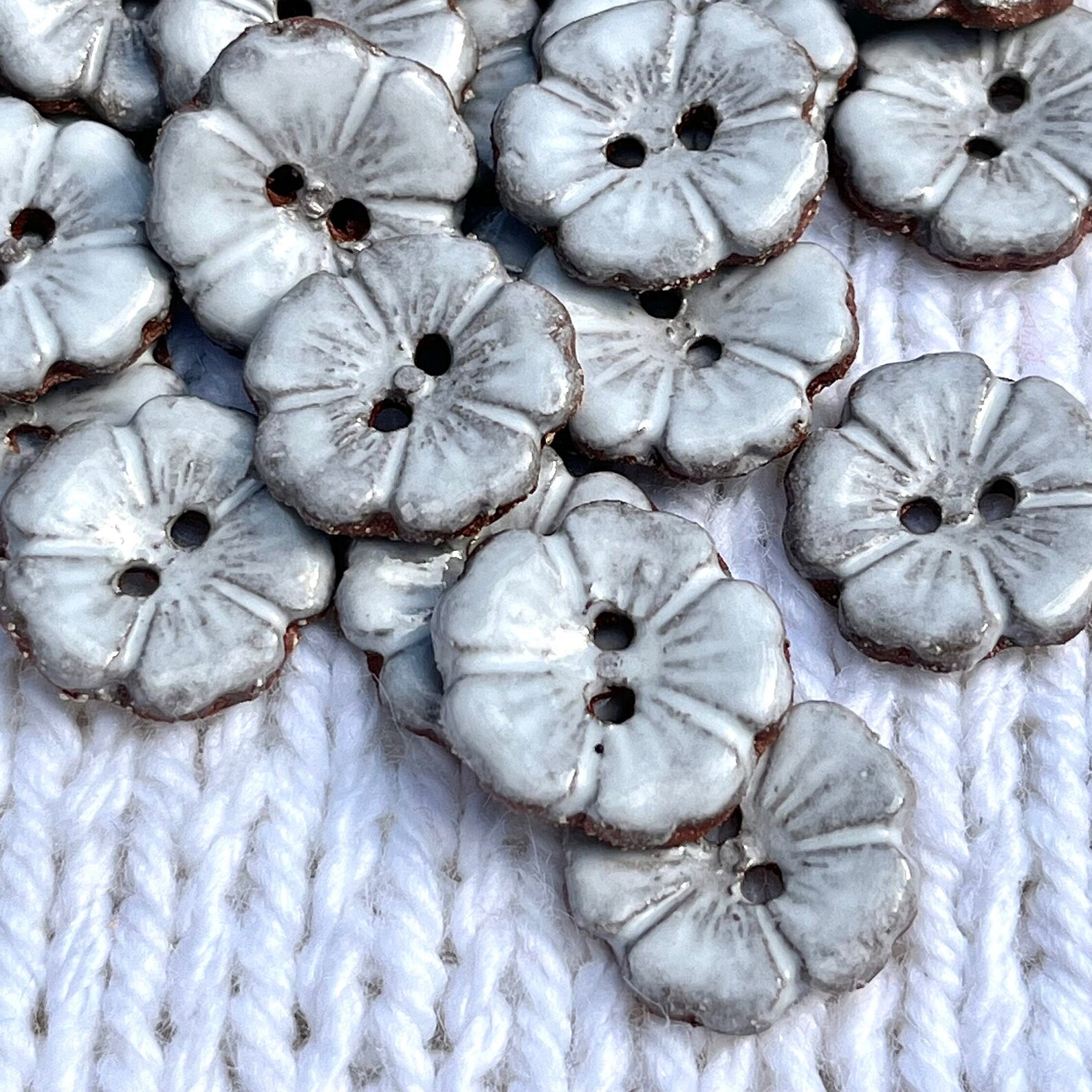 White Flower Button Handmade Ceramic 11/16 - Etsy