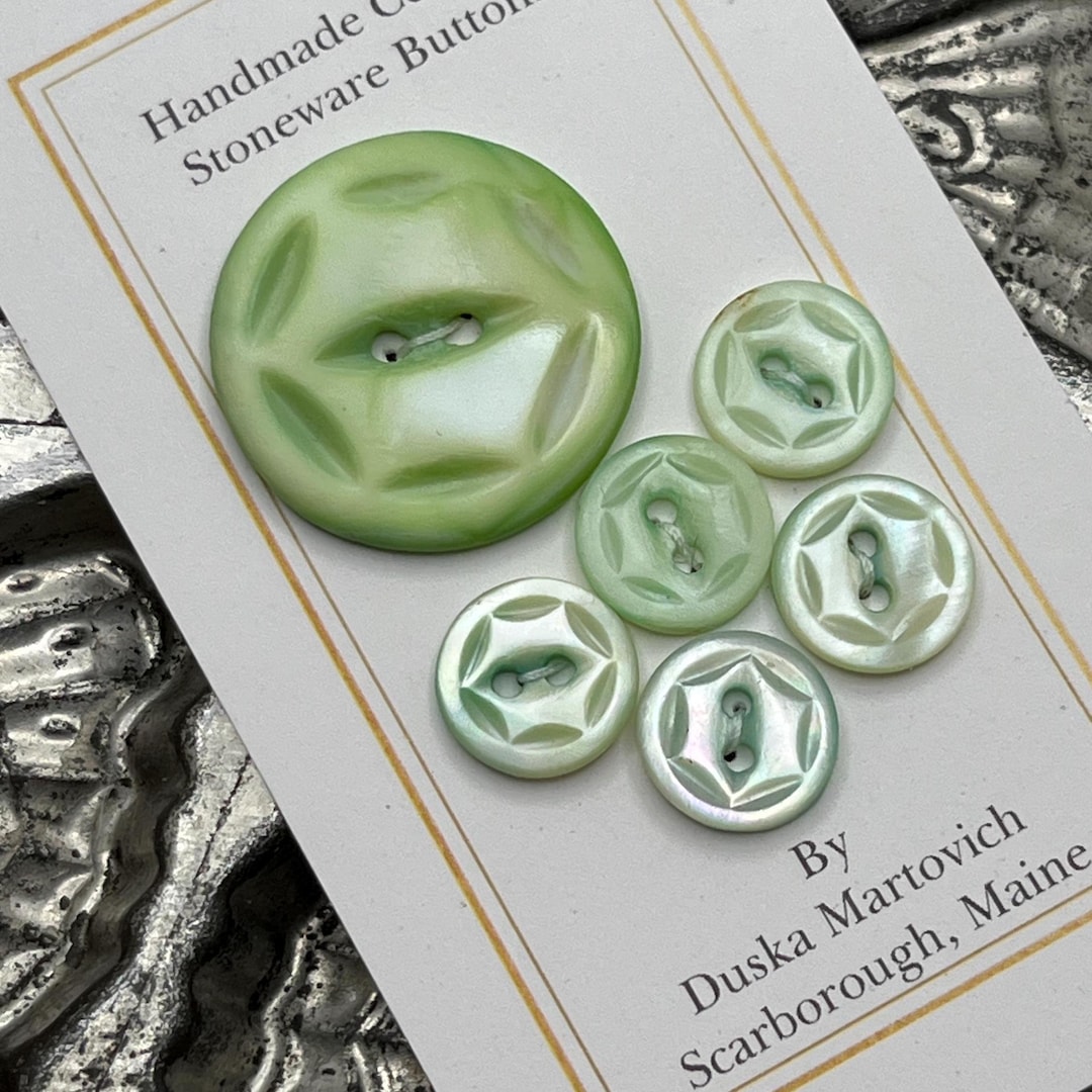 Antique Mother of Pearl Shell Button Set of 6 Mother Daughters Carved ...