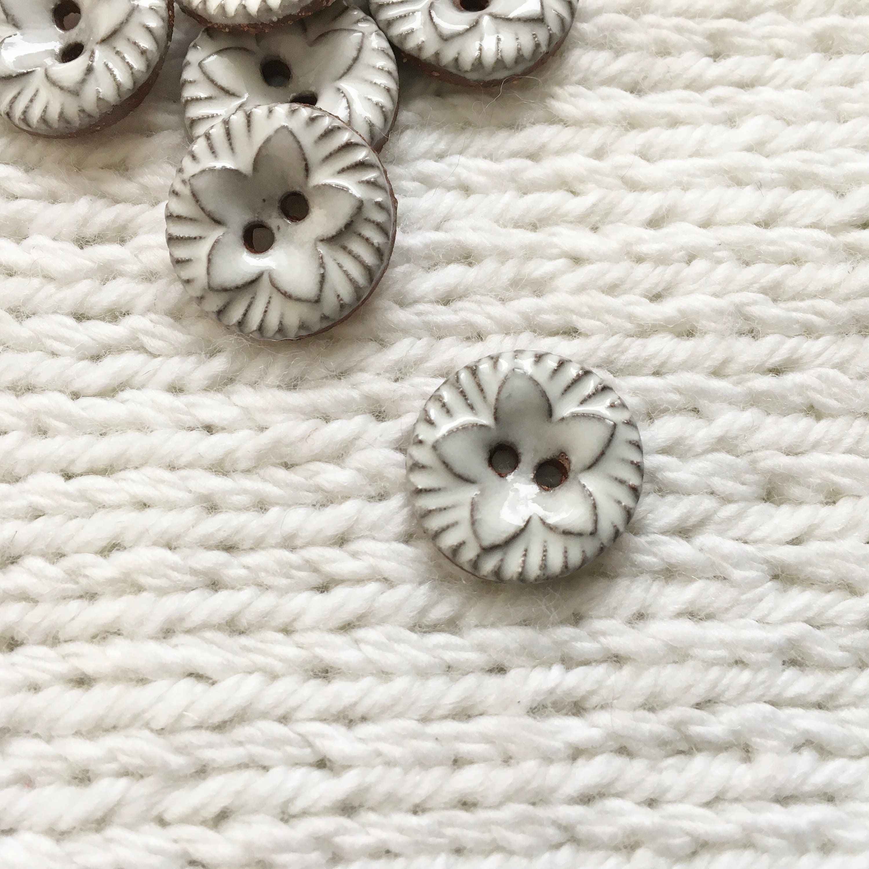 White Star Button Handmade Ceramic 11/16 - Etsy